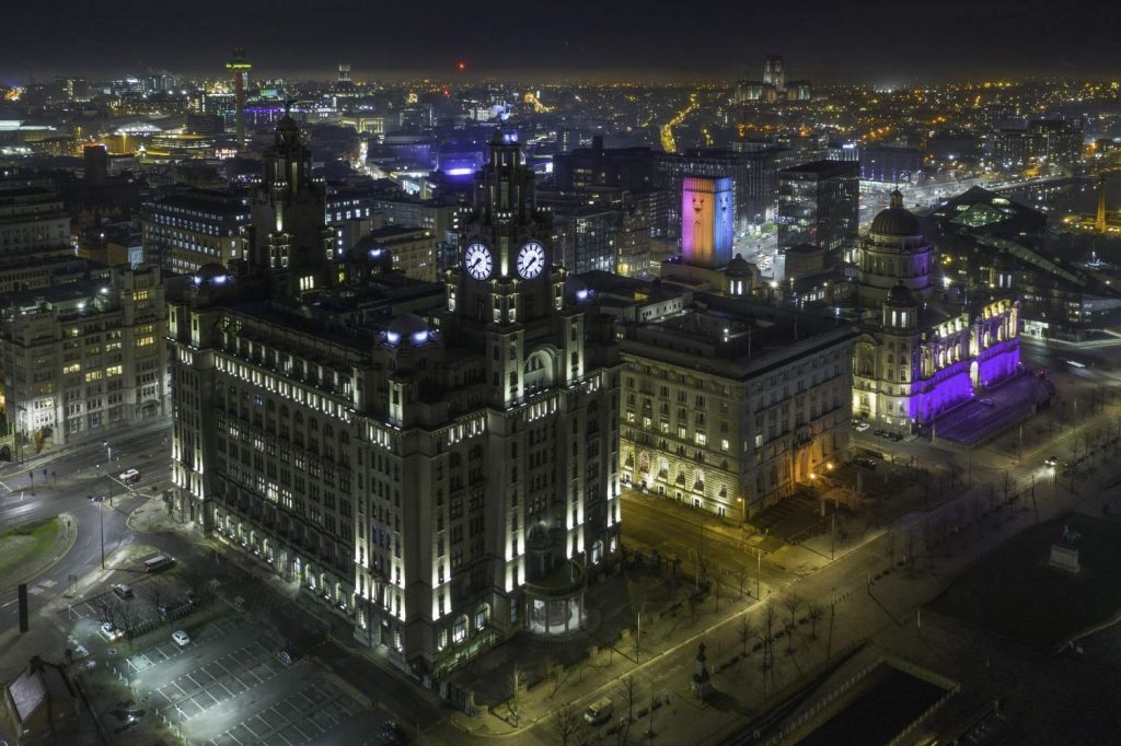 Waterfront at night | Stratus Imagery drone aerial imagery